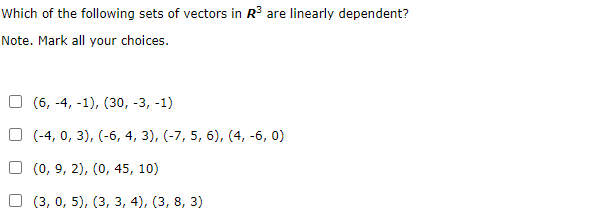 Solved Which of the following sets of vectors in R3 are | Chegg.com