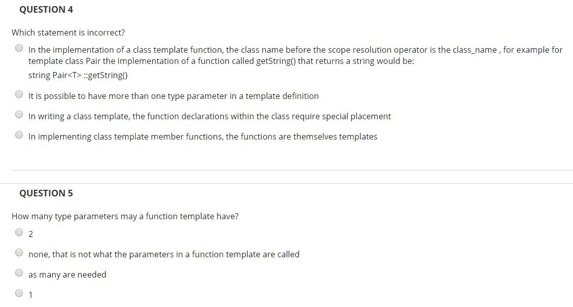 Solved Question 1 The Code For A Template Function Is