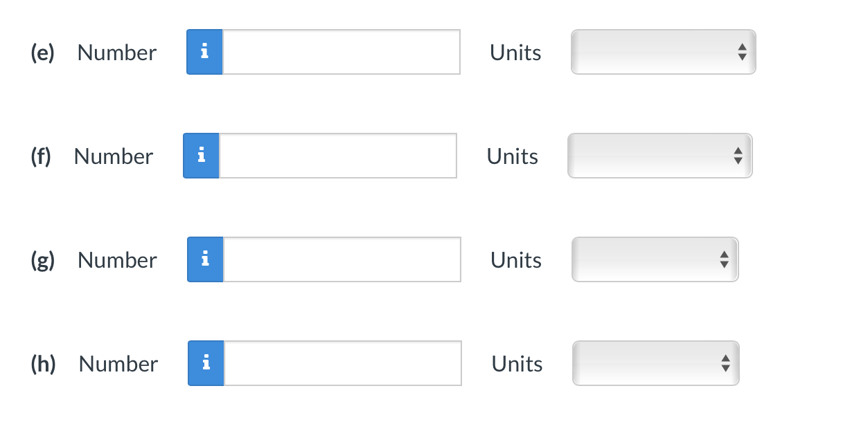 Solved (e) Number Units (f) Number Units (g) Number Units | Chegg.com