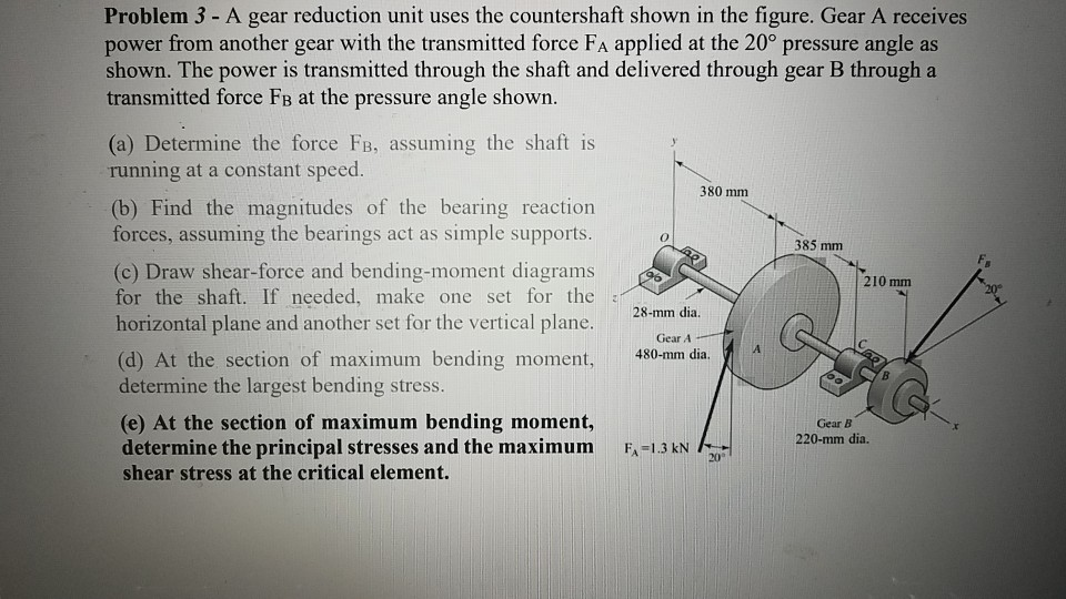 Solved Problem 3 - A gear reduction unit uses the | Chegg.com