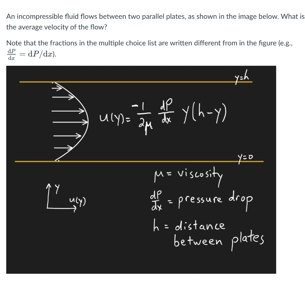 Solved An incompressible fluid flows between two parallel | Chegg.com
