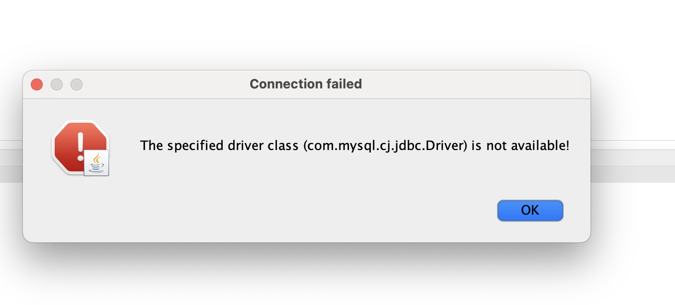 Solved Connection failedThe specified driver class | Chegg.com