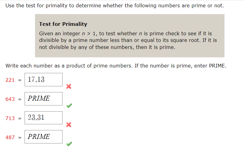 Solved Use The Test For Primality To Determine Whether The