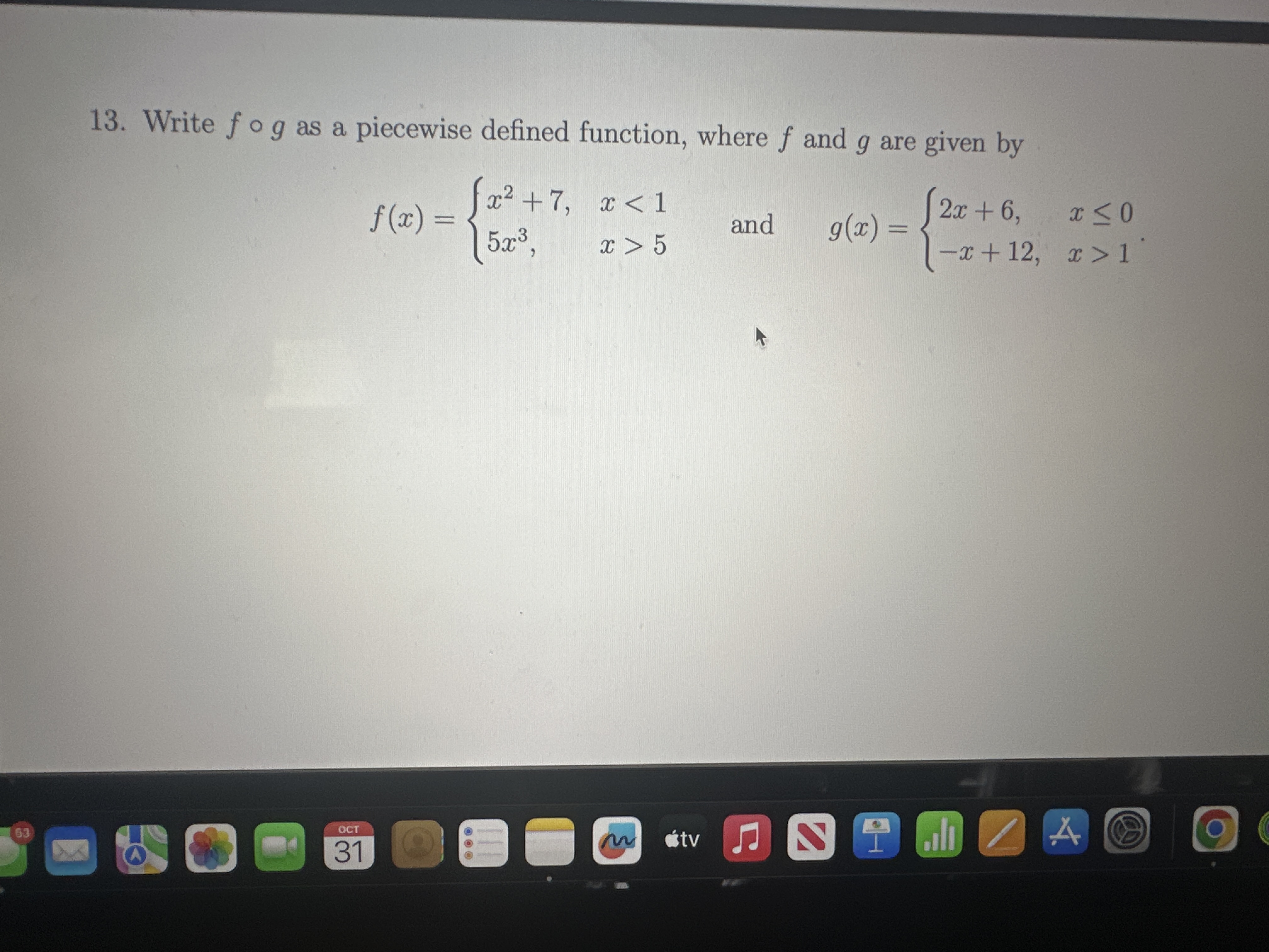Solved 3. Write f∘g as a piecewise defined function, where f | Chegg.com