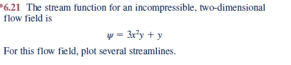 Solved "6.21 The stream function for an incompressible, | Chegg.com