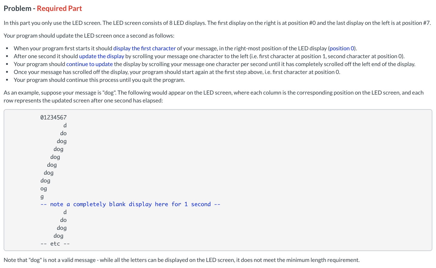 Lab #8 (Option 1): Implementing a Scrolling Display | Chegg.com