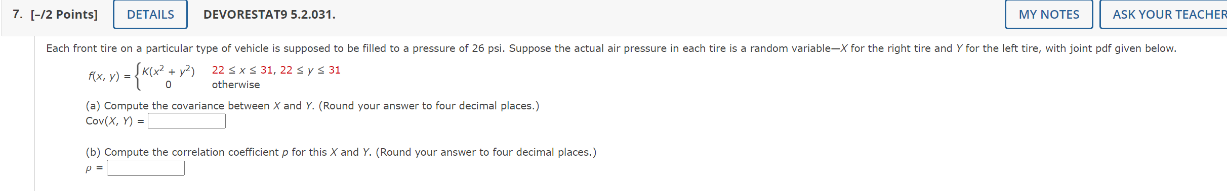 Solved f(x,y)={K(x2+y2)022≤x≤31,22≤y≤31 otherwise (a) | Chegg.com