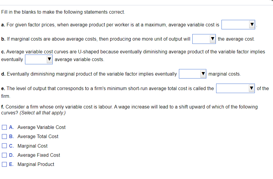 Solved Fill in the blanks to make the following statements | Chegg.com