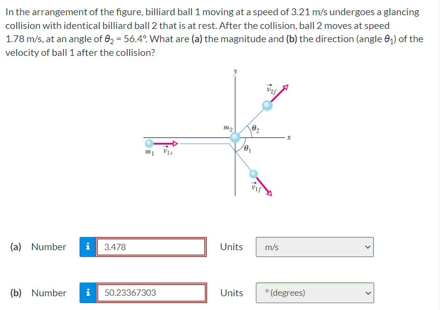 Solved In the arrangement of the figure, billiard ball 1 | Chegg.com