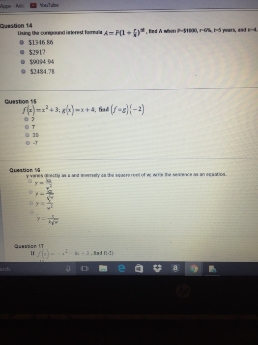 Solved Using the compound interest formula A = P(1 + | Chegg.com