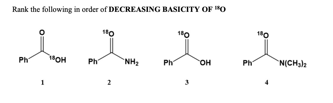Solved Rank the following in order of DECREASING BASICITY OF | Chegg.com