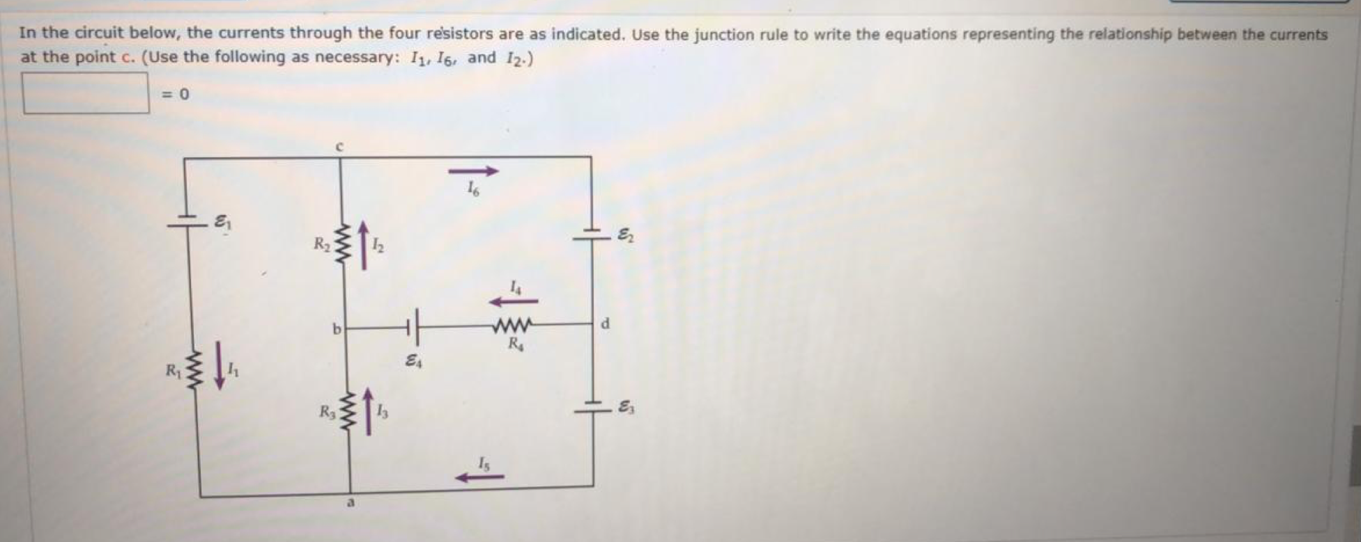 Solved In the circuit below, the currents through the four | Chegg.com