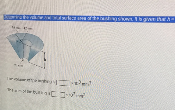 Solved Determine the volume and total surface area of the | Chegg.com