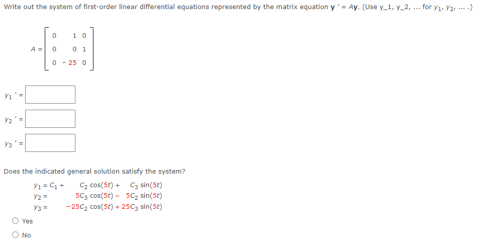 Solved Write out the system of first-order linear | Chegg.com
