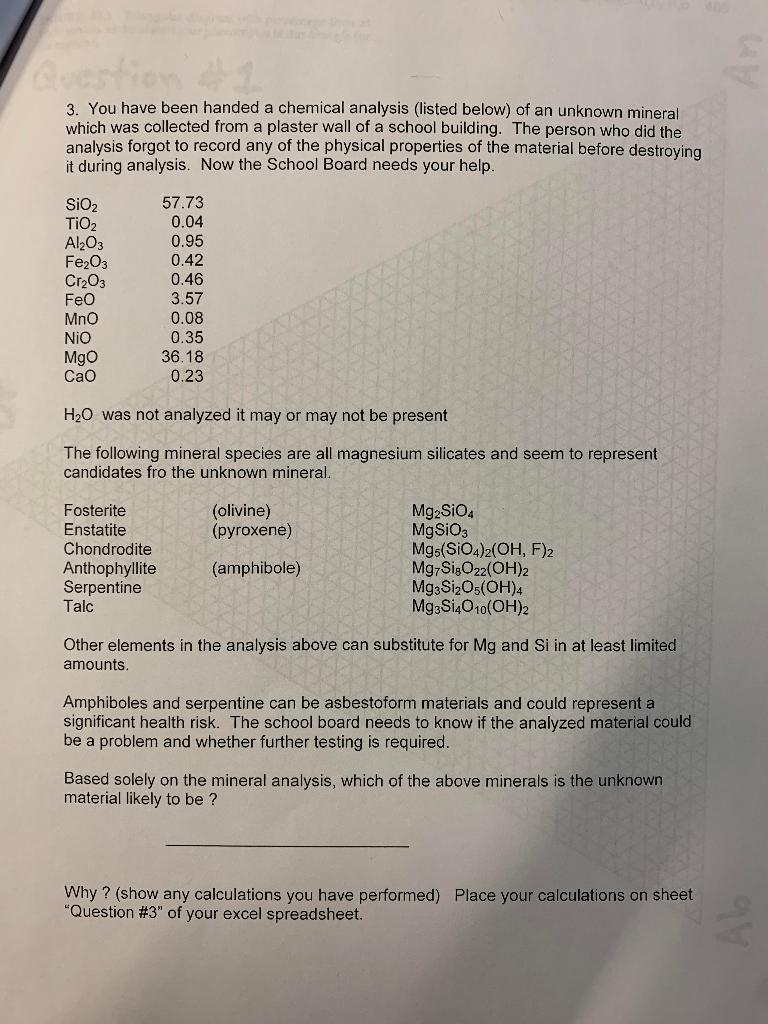 Mineral Recalculation Exercise Recalculate the | Chegg.com