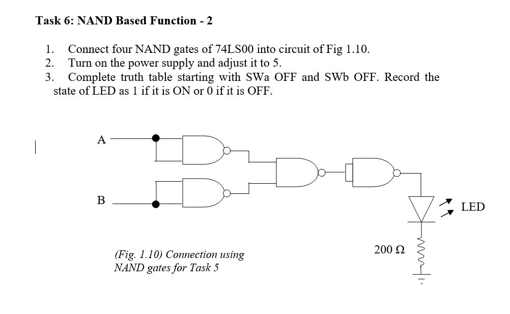 Solved Task 5: NAND Based Function - 1 1. Connect three NAND | Chegg.com