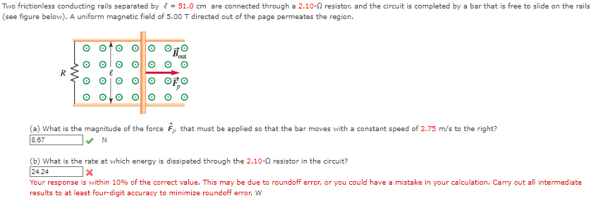 Solved Two frictionless conducting rails separated by | Chegg.com