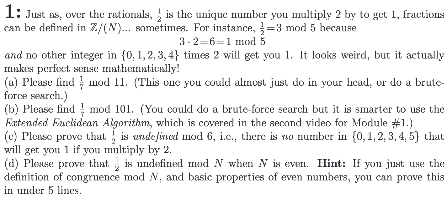 Solved 1: Just as, over the rationals, 21 is the unique | Chegg.com