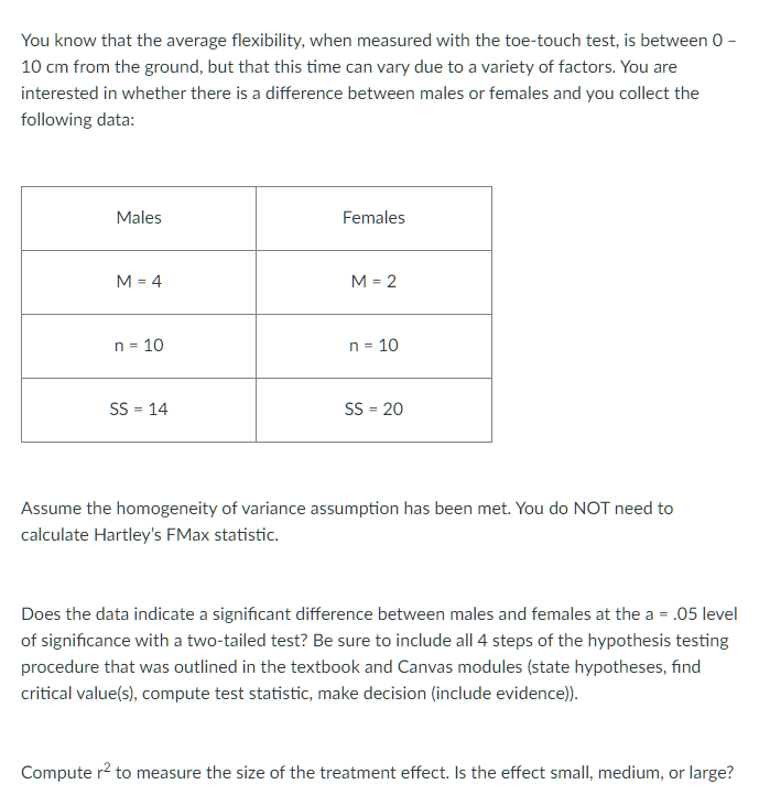 Solved You know that the average flexibility, when measured | Chegg.com