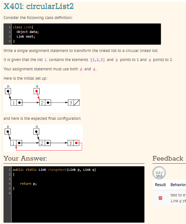 Solved X401: circularList2Write a single assignment | Chegg.com