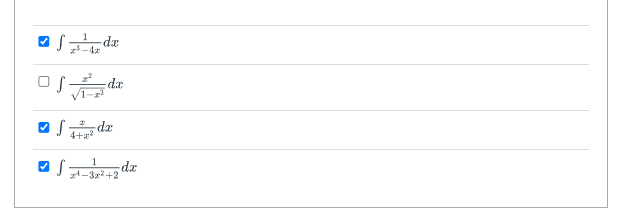 Solved Select the integrals that can be integrated using | Chegg.com