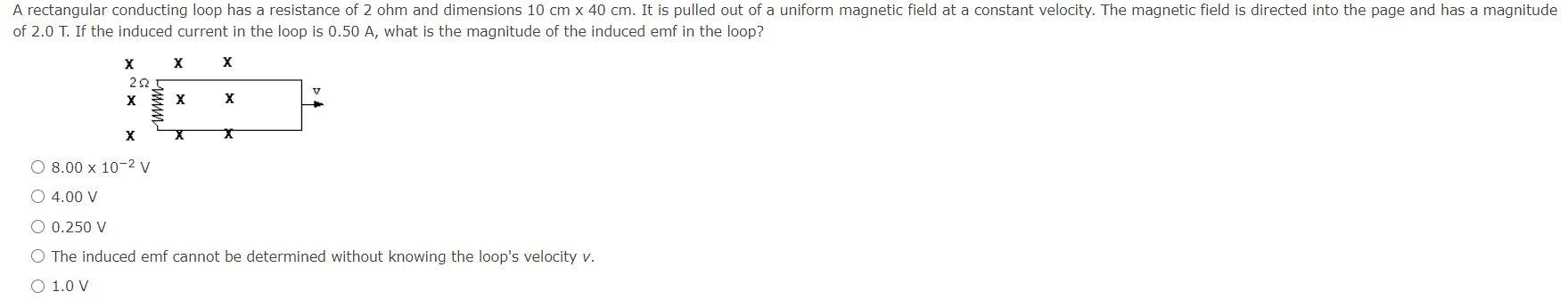 Solved A rectangular conducting loop has a resistance of 2 | Chegg.com