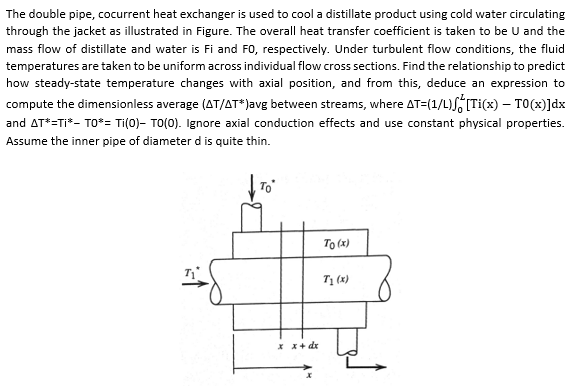 Solved The double pipe, cocurrent heat exchanger is used to | Chegg.com