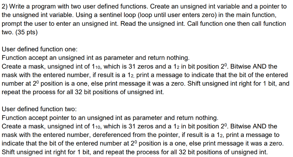 Solved 2) Write a program with two user defined functions. | Chegg.com