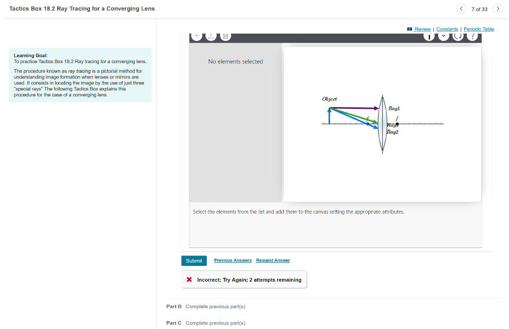 Solved Tactics Box 18.2 Ray Tracing for a Converging Lens | Chegg.com
