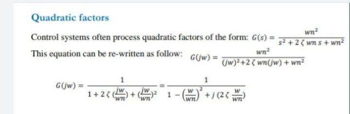 Solved Quadratic factors wn? Control systems often process | Chegg.com