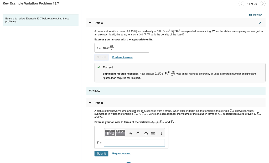 Solved Key Example Variation Problem 13.7 11 of 29 > Review | Chegg.com