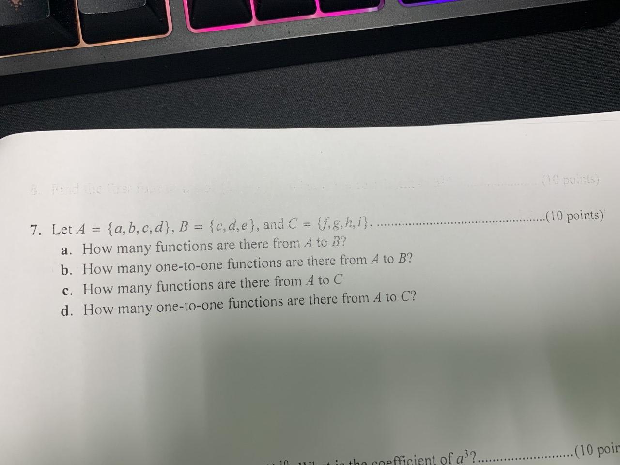 Solved 7. Let A={a,b,c,d},B={c,d,e}, and C={f,g,h,i}. ( 10 | Chegg.com