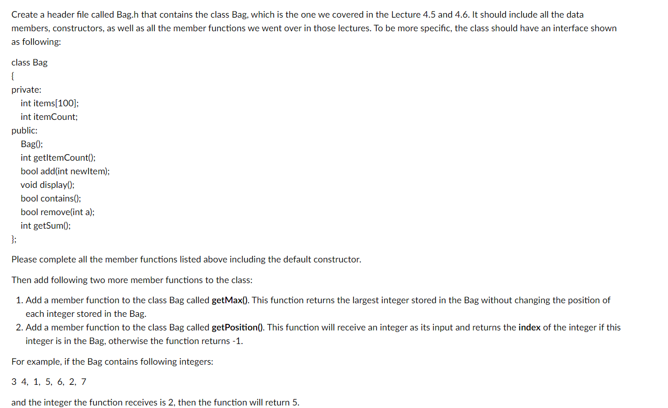 Solved Can someone help me with this c++ assignment on | Chegg.com