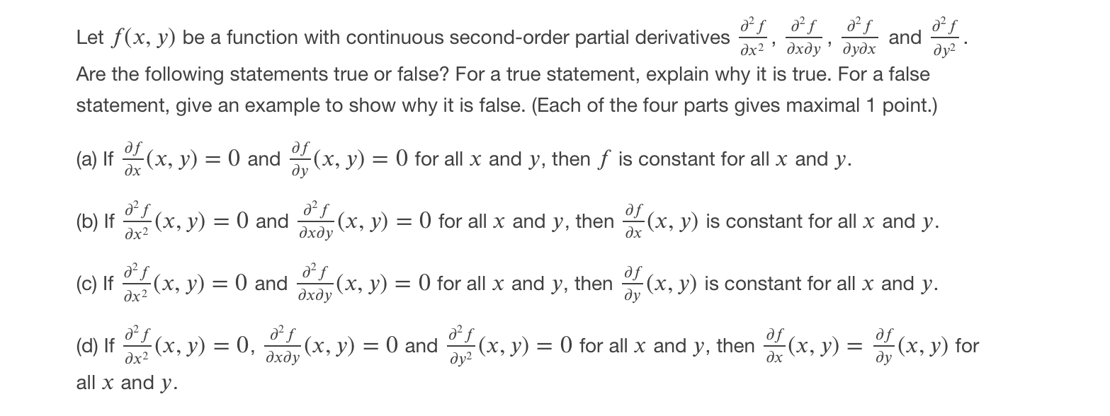Solved Let f(x, y) be a function with continuous | Chegg.com