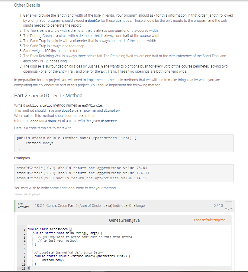 Solved 18.3 Gene's Green Part 3 (Perimeter of Rectangle - | Chegg.com