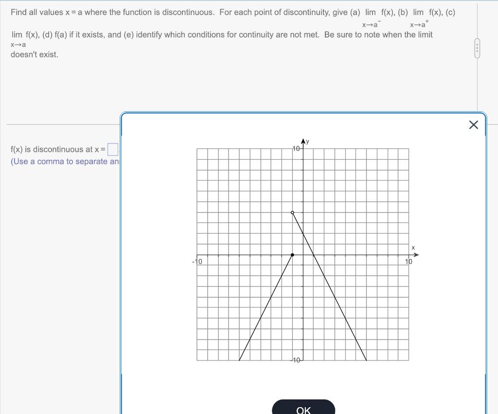 Solved Find all values x= a where the function is | Chegg.com