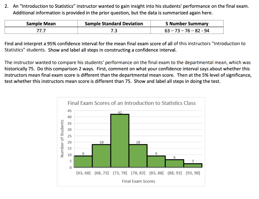 Solved 2 An Introduction To Statistics Instructor Wanted