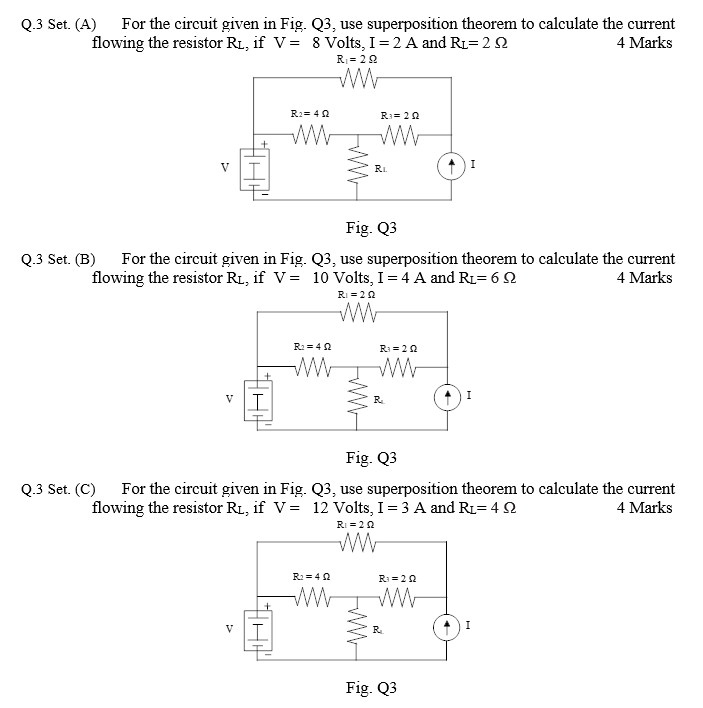 Solved Q.3 Set. (A) For the circuit given in Fig. Q3, use | Chegg.com