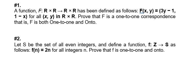 Solved H1. A function, F:R×R→R×R has been defined as | Chegg.com
