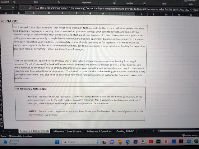 Solved You invented "Dura-Clear windows" that never need | Chegg.com
