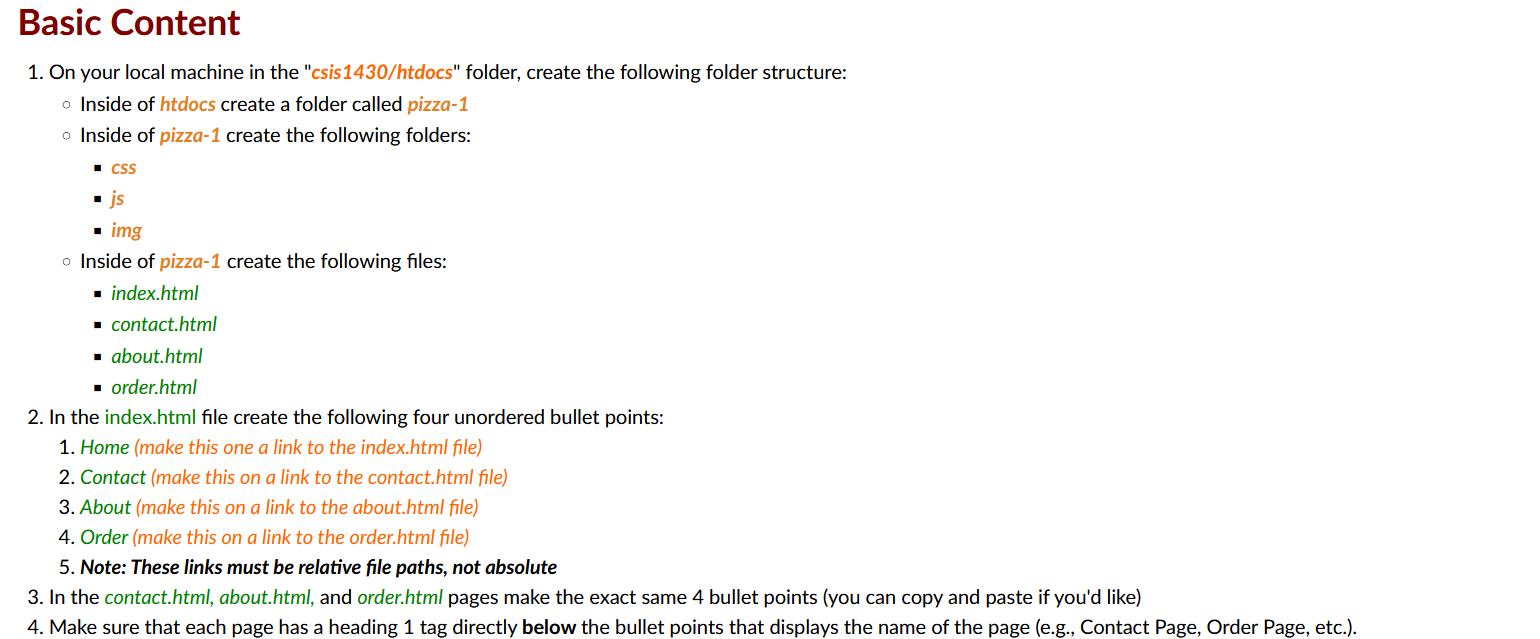 Solved 1. On your local machine in the "csis 1430/ htdocs" | Chegg.com