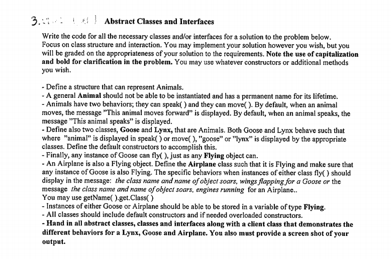 Solved 3.,:Abstract Classes and Interfaces Write the code | Chegg.com