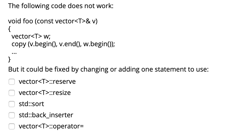 Solved The following code does not work: void foo (const | Chegg.com