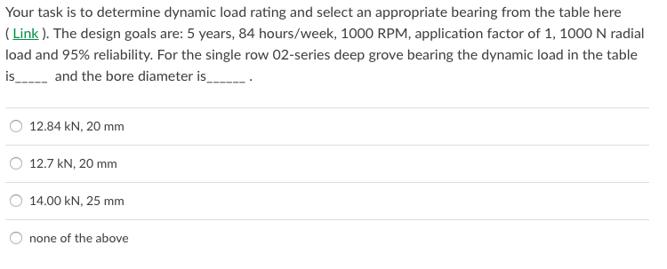 Solved Your task is to determine dynamic load rating and | Chegg.com