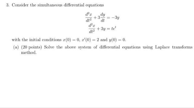 Solved 3. Consider the simultaneous differential equations | Chegg.com