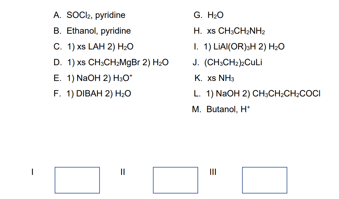 Solved 11. Match the reagents to the corresponding reaction. | Chegg.com