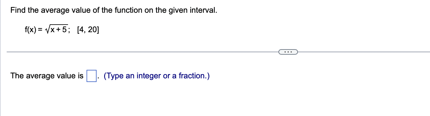 Solved Find the average value of the function on the given | Chegg.com