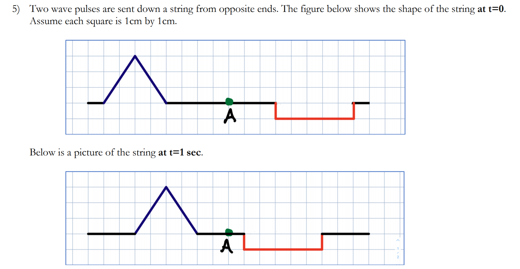 Solved 5) Two wave pulses are sent down a string from | Chegg.com