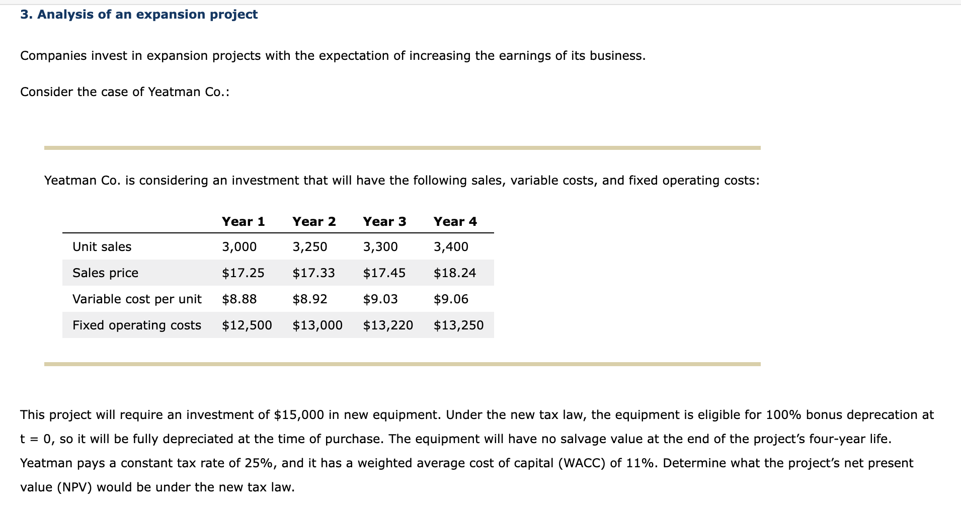 Solved 3. Analysis of an expansion project Companies invest | Chegg.com