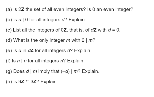 Solved (a) Is 2Z the set of all even integers? Is O an even | Chegg.com